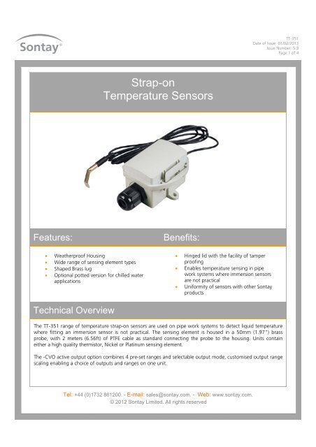Strap-on Temperature Sensors - Sontay