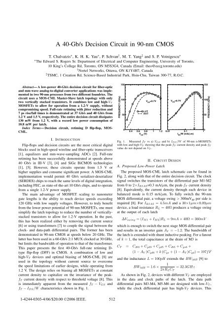A 40-Gb/s Decision Circuit in 90-nm CMOS - University of Toronto