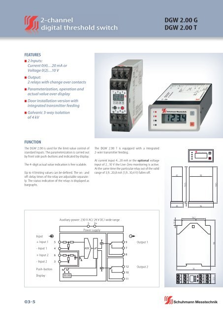 DGW 2.00 G DGW 2.00 T 2-channel digital threshold switch