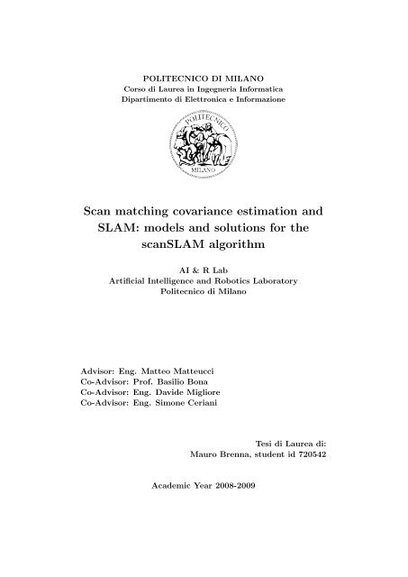 Scan Matching Covariance Estimation And Slam Models Airlab