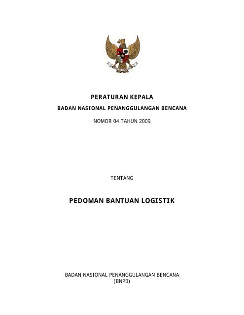 PEDOMAN BANTUAN LOGISTIK - BNPB