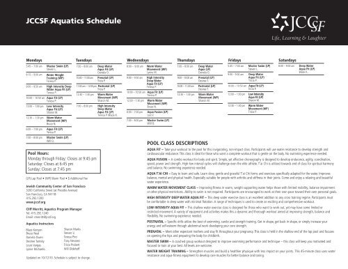 JCCSF Aquatics Schedule - Jewish Community Center of San ...