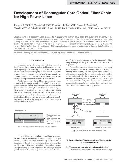 Development of Rectangular Core Optical Fiber Cable for High ...