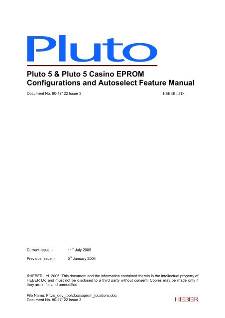 Pluto EPROM Configurations - Heber