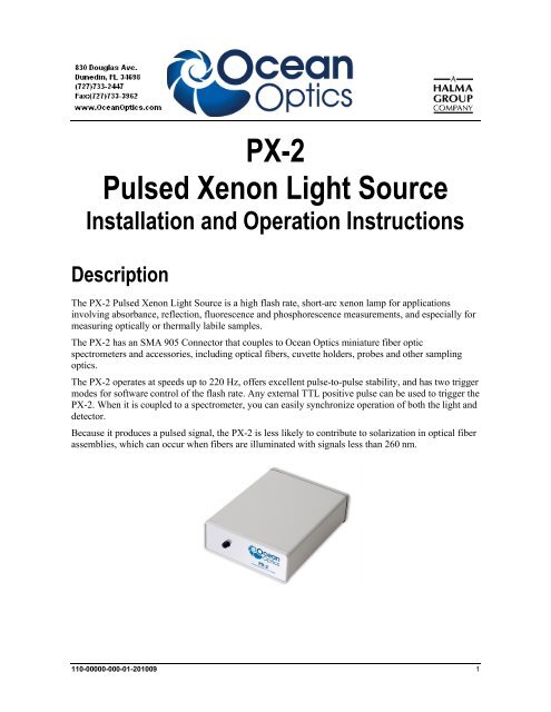 Connecting the PX-2 - Ocean Optics