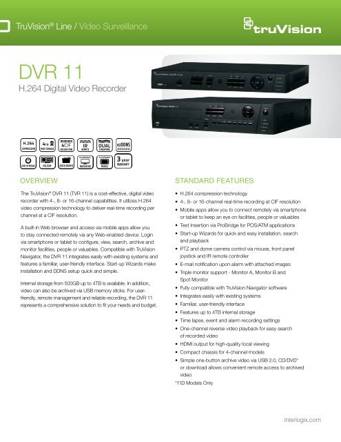 TruVision DVR 11 Data Sheet - Interlogix