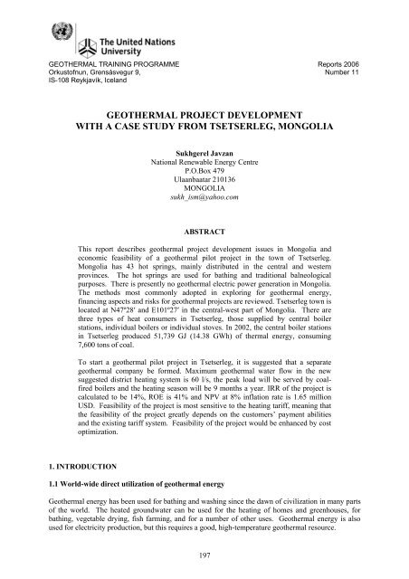 geothermal project development with a case study from - Orkustofnun