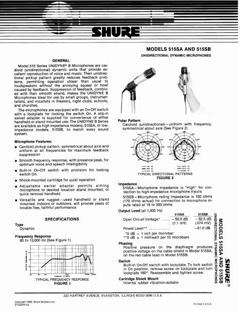 515SA User Guide - Shure