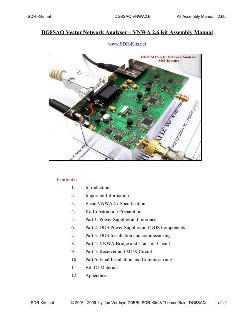 DG8SAQ VNWA Kit Assembly Manual - SDR-Kits