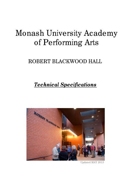 Robert Blackwood Hall Technical Specifications - Arts - Monash ...