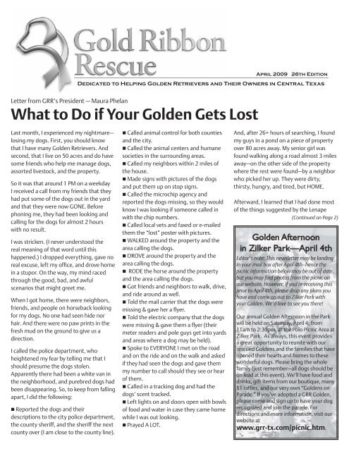 GRR Apr 09 Newsletter:Layout 1.qxd - Gold Ribbon Rescue
