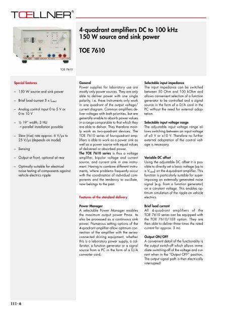 Datasheet TOE 7610