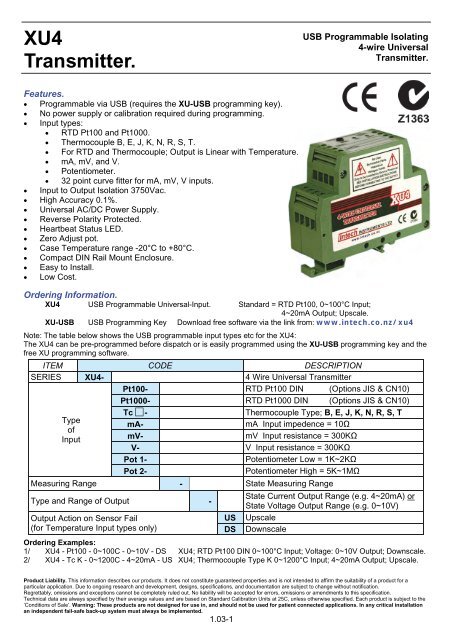 XU4 Installation Guide - Intech Instruments Ltd