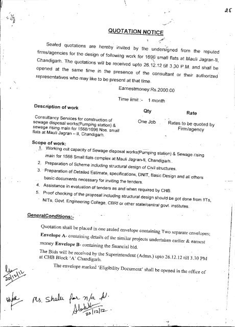 Quotation notice for Consultation services - Chandigarh