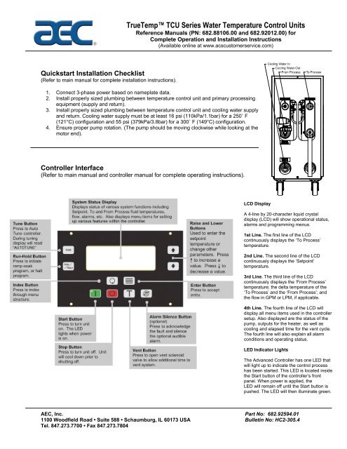 Advanced Controller Quickstart Card - AEC Package Cooling - AEC ...