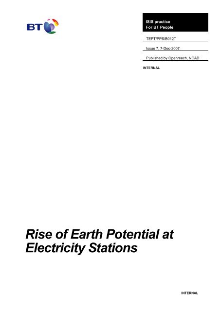 Rise of Earth Potential at Electricity Stations - Energy Networks ...