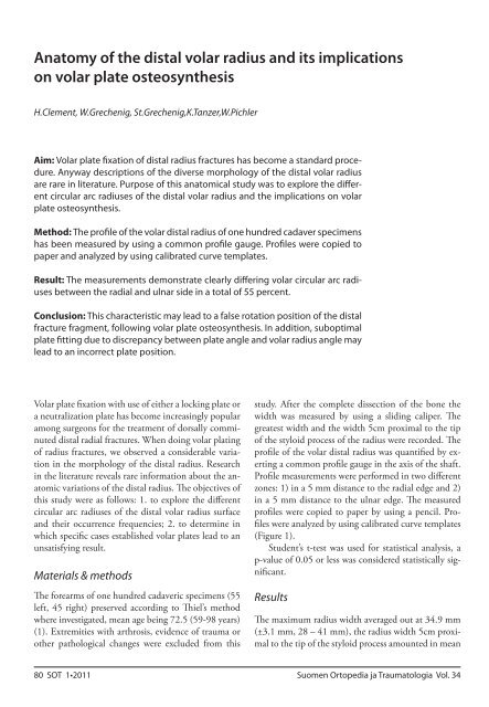 Anatomy of the distal volar radius and its implications on volar plate ...