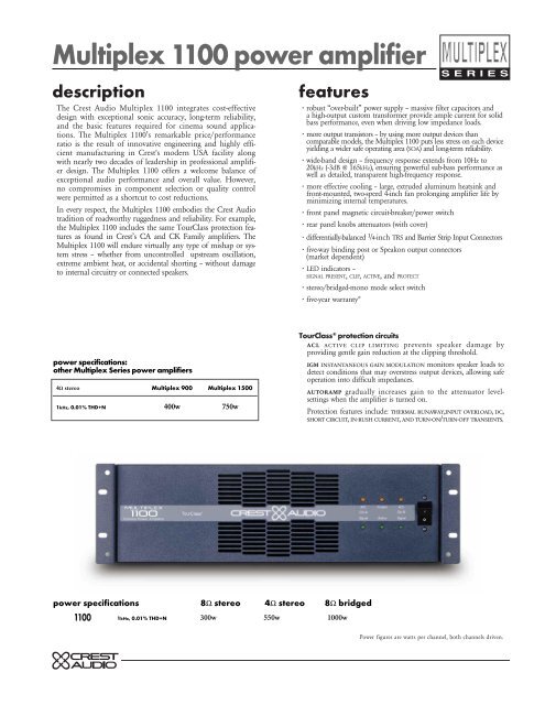 Multiplex 1100 power amplifier - Crest Audio