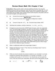 Review Sheet, Math 105, Chapter 2 Test