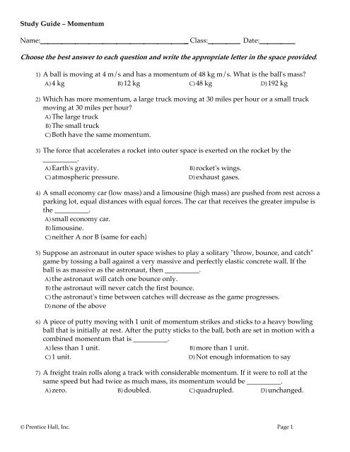 Choose the best answer to each question and write the appropriate ...