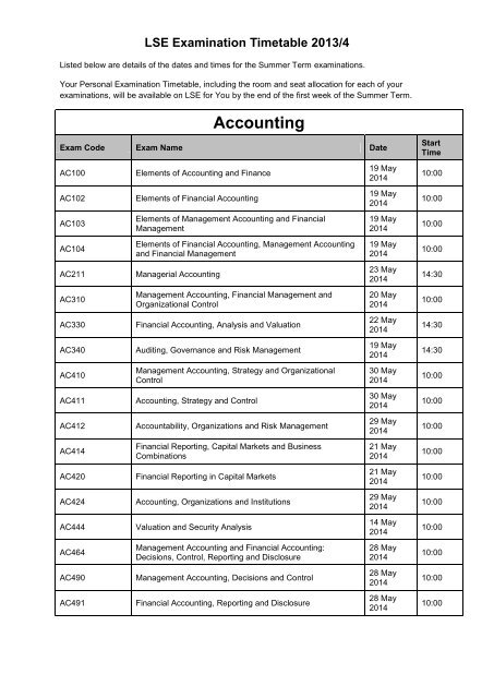 LSE-Exam-Timetable