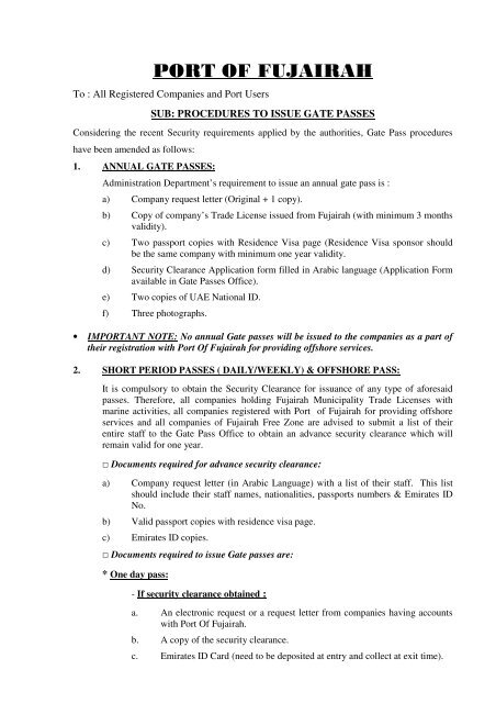 gate pass entry request letter