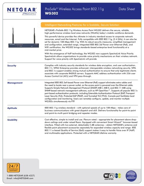 Data Sheet WG302 - Netgear