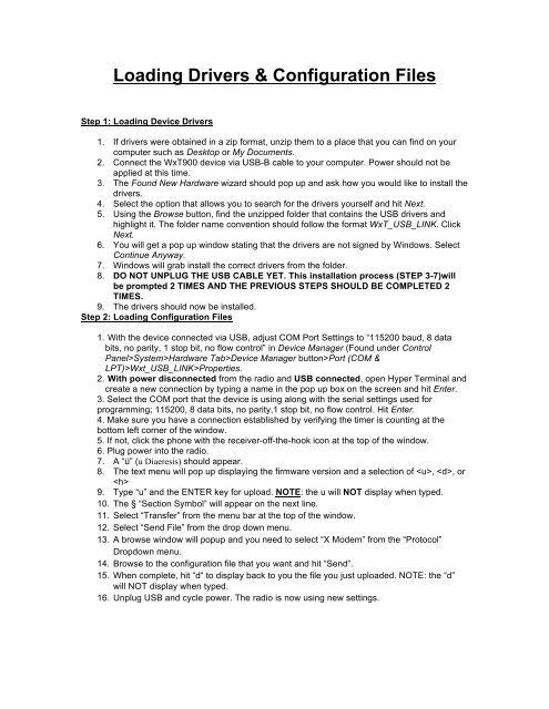 Loading Drivers & Configuration Files - Functional Devices, Inc.