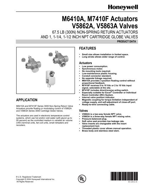 Honeywell M6410 Product Data - Total Control - A Division of RSD