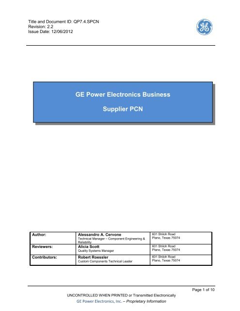 Supplier PCN Process (pdf) - Lineage Power