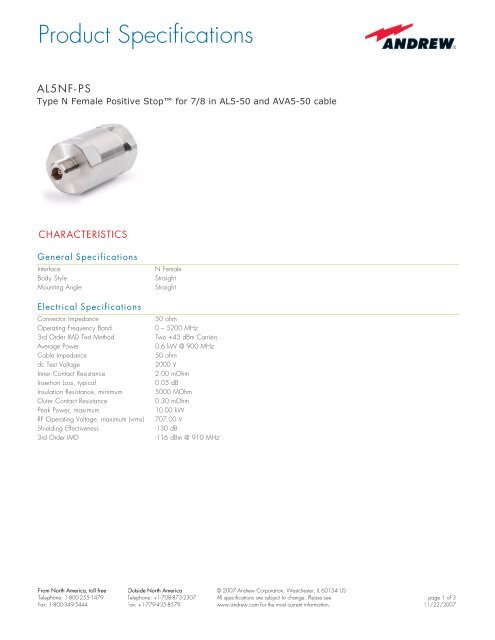 Product Specifications - RadCom