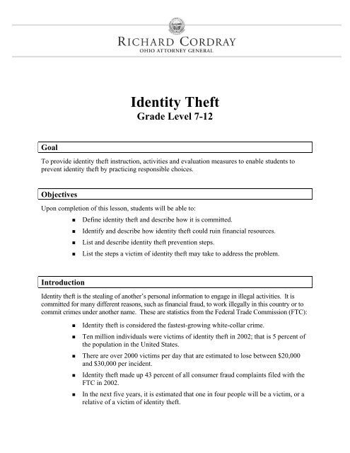 ID-Theft-Lesson-Plan