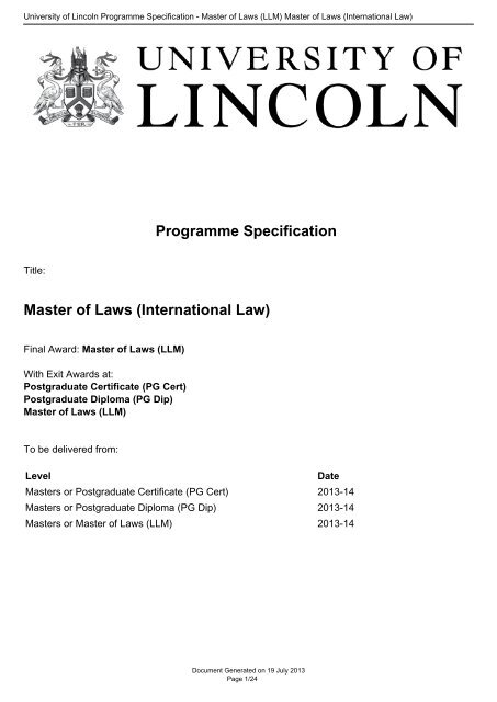 Masters Of Law Llm
