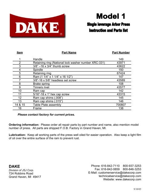 Model 1 - Dake