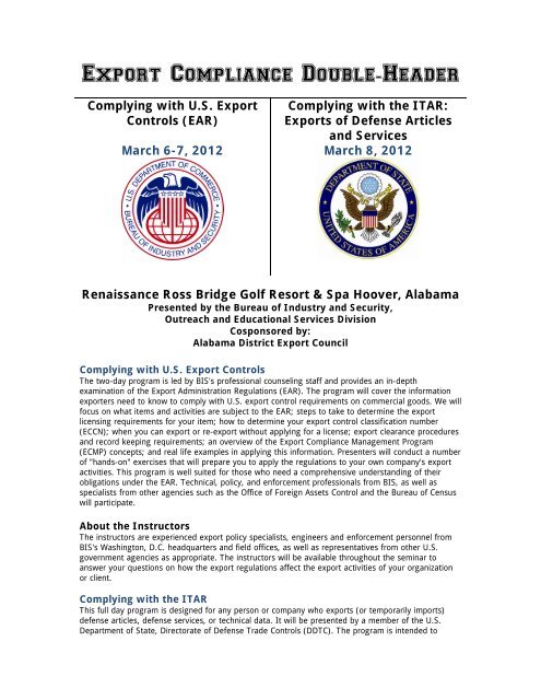 Complying with U.S. Export Controls (EAR) & ITAR Seminar