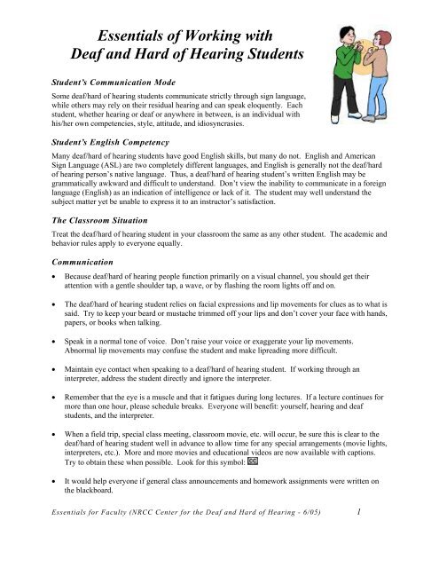 Essentials of Working with Deaf and Hard of Hearing Students