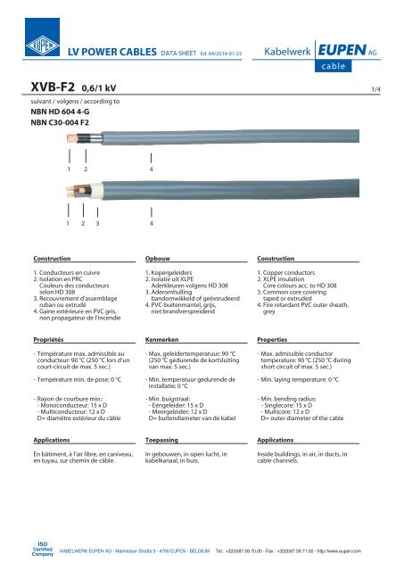 XVB-F2 0,6/1 kV - kabelwerk eupen ag