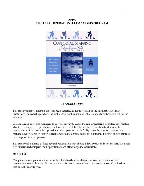 Custodial Operations Self-Analysis Program - APPA