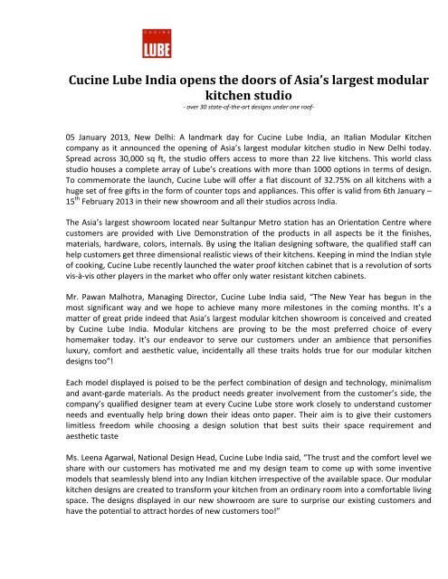 Cucine Lube India opens the doors of Asia's largest modular kitchen ...
