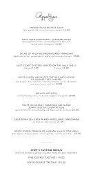 CHEF'S TASTING MENUS chef will design a special seasonal menu ...