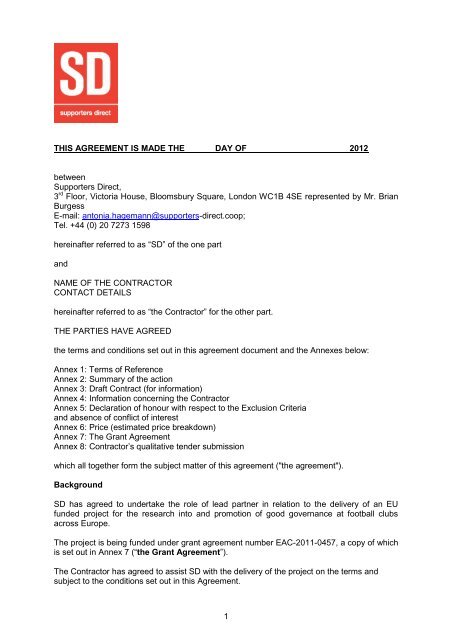 ANNEX 3 Contractor Agreement - Support