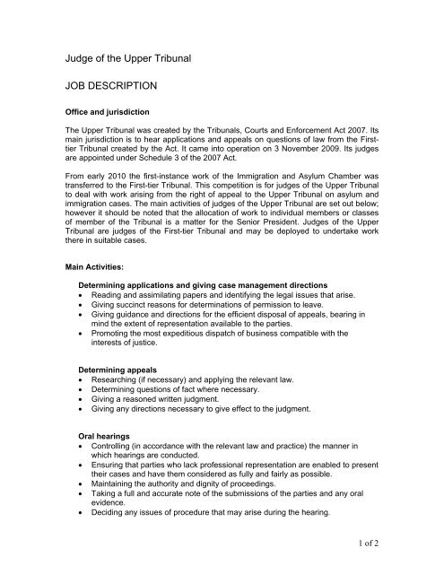 Job Description - Judicial Appointments Commission
