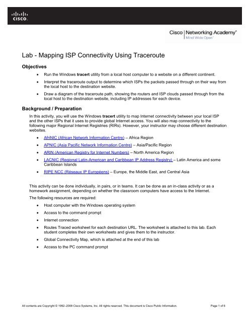 Lab - Mapping ISP Connectivity Using Traceroute - TATIUC Website