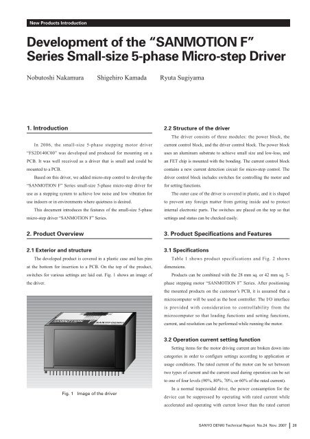 â SANMOTION Fâ Series Small-size 5-phase Micro-step Driver