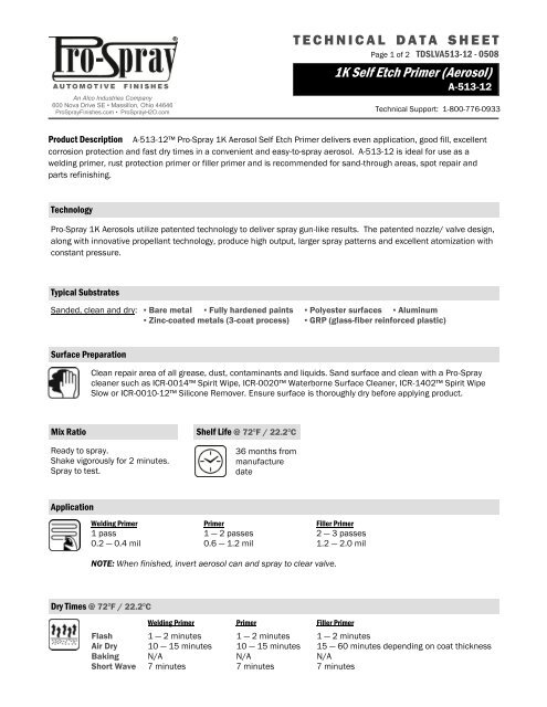 1K Self Etch Primer (Aerosol) - Pro-Spray