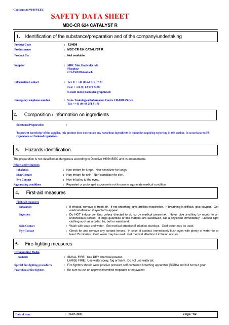 SAFETY DATA SHEET - MDC Max Daetwyler GmbH Deutschland