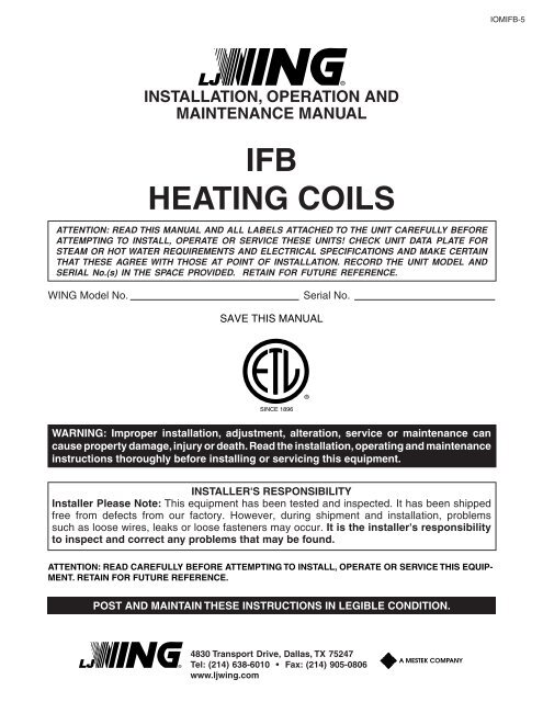 IFB HEATING COILS