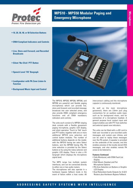 MPS10 - MPS50 Microphones - Protec Fire Detection