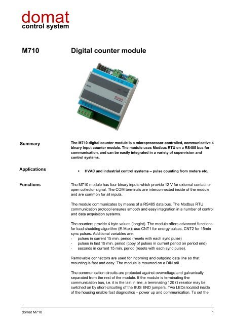 M710 Digital counter module M710 Digital counter module