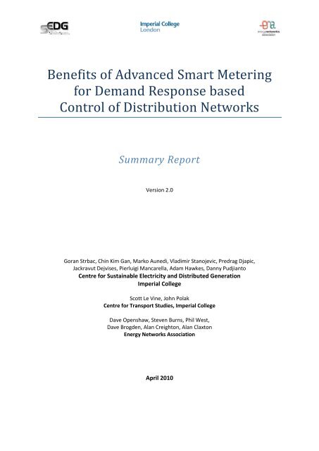 Benefits of Advanced Smart Metering for Demand Response based
